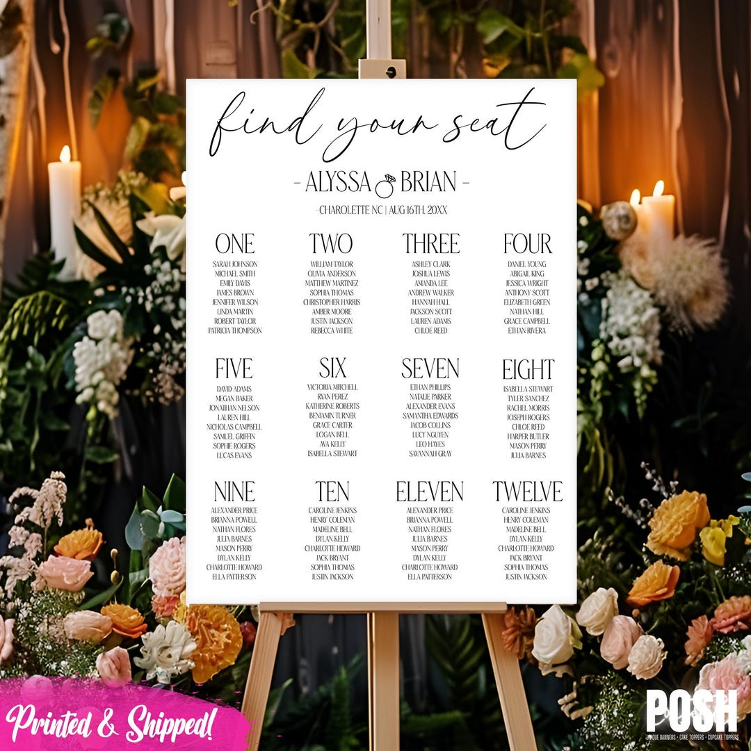SHIPPED SEATING CHART Seating Chart, Wedding Seating, Seating Chart ...