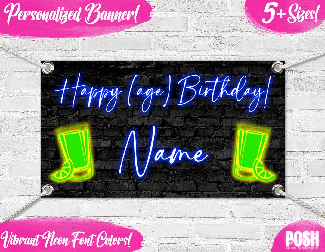 PERSONALIZED NEON BIRTHDAY | Happy Birthday Banner,neon Birthday Banner ...
