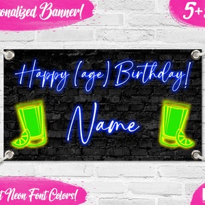 PERSONALIZED NEON BIRTHDAY | Happy Birthday Banner,neon Birthday Banner ...