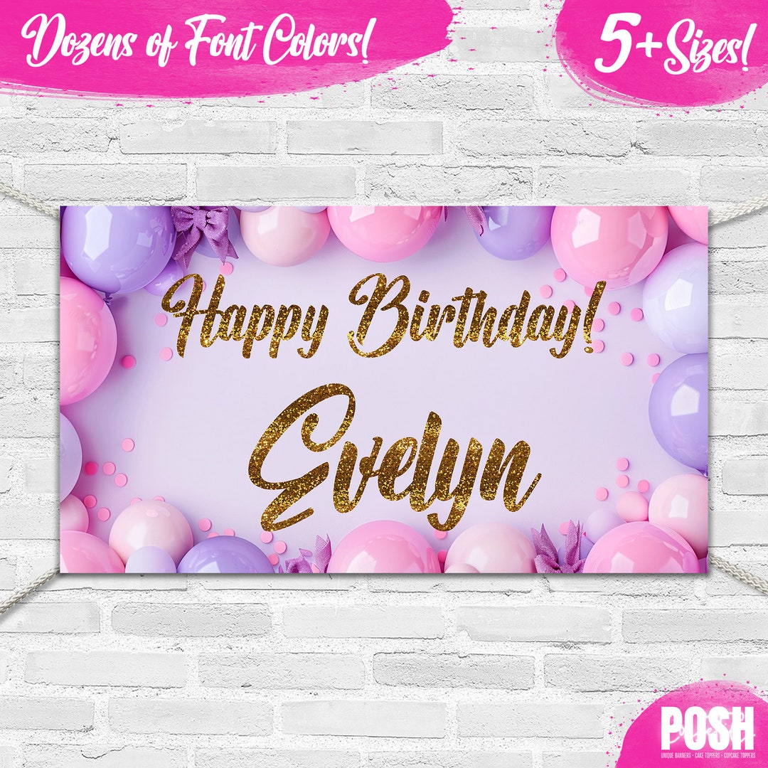 PINK & PURPLE BANNER | Banner, Custom Banner, Birthday Banner, Party ...