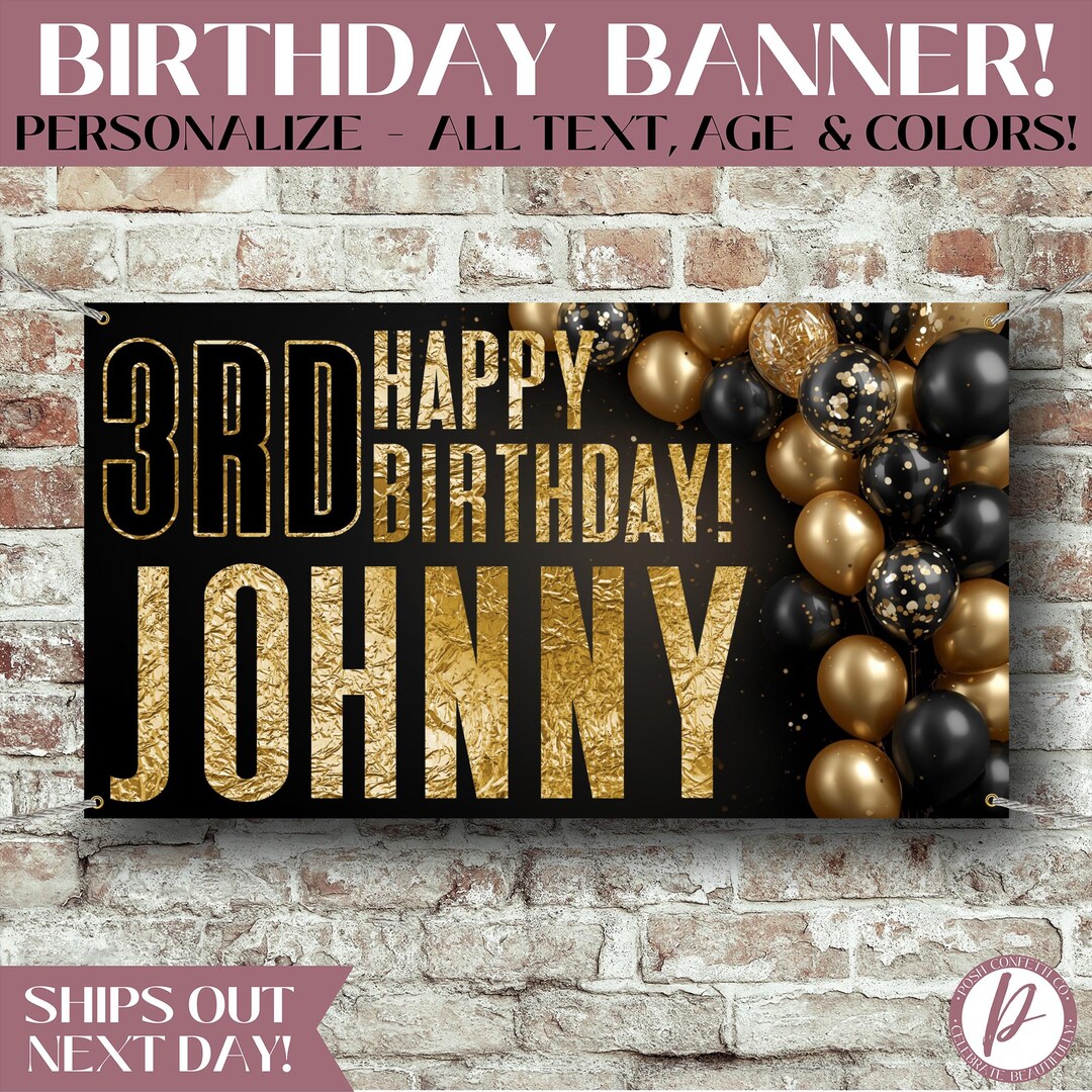 FUN 3RD BIRTHDAY BANNER | Third Birthday Party Decor | Personalized ...