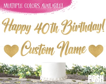 Gold 40th Birthday Cake Topper - Etsy