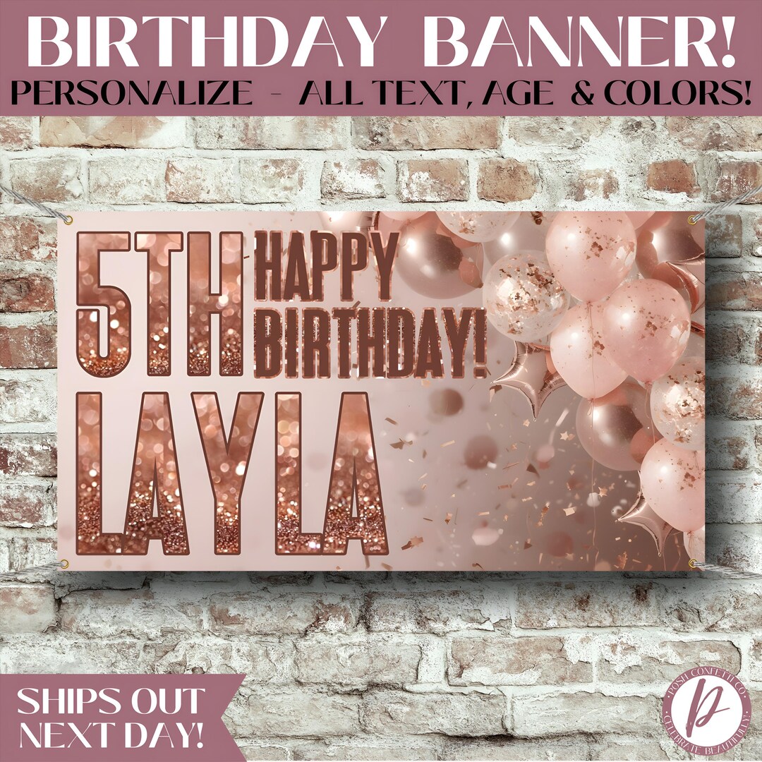 FUN 5TH BIRTHDAY BANNER | Fifth Birthday Party Decor | Personalized ...