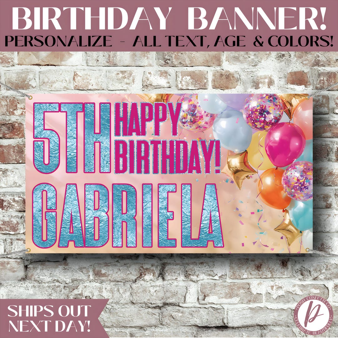 FUN 5TH BIRTHDAY BANNER | Fifth Birthday Party Decor | Personalized ...