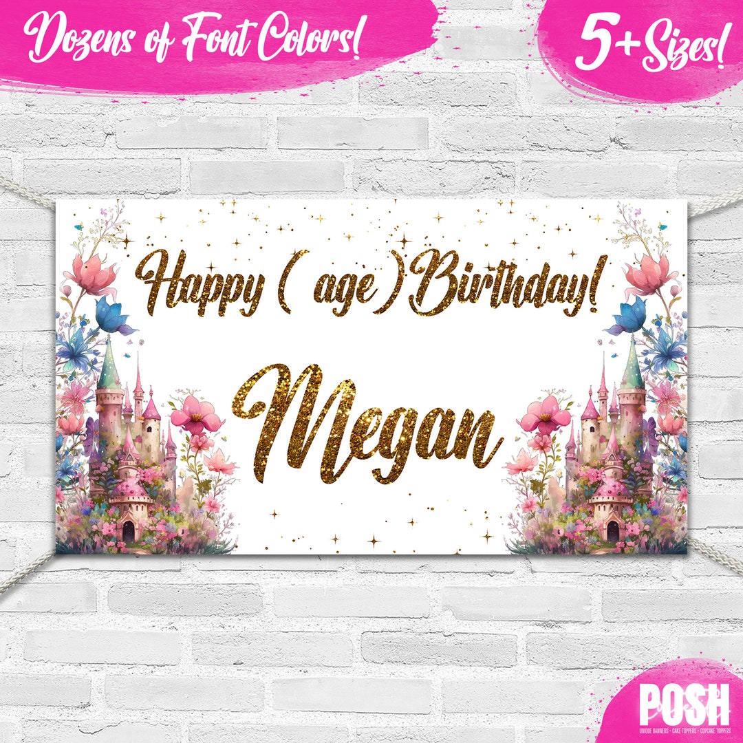 PERSONALIZED PRINCESS BIRTHDAY | Princess Party, Banner, Custom Banner ...
