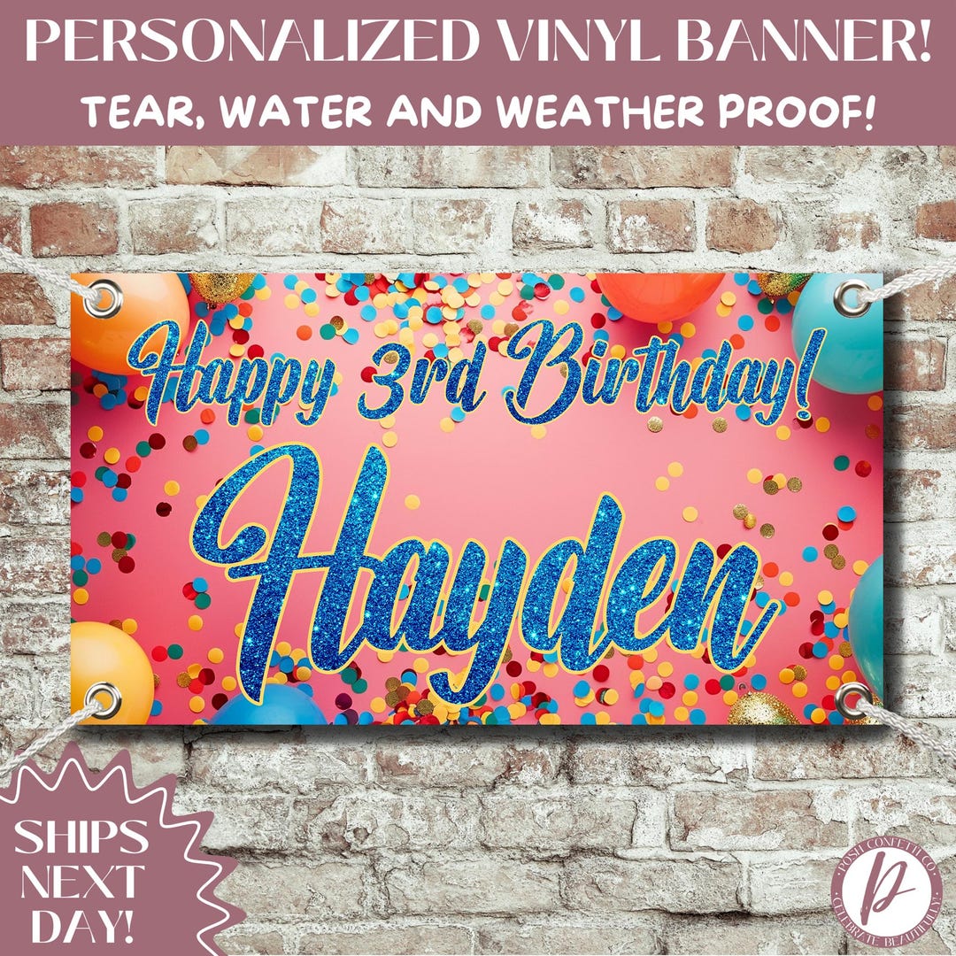 3RD BIRTHDAY BANNER | Pink Party, Banner, Custom Banner, Birthday ...