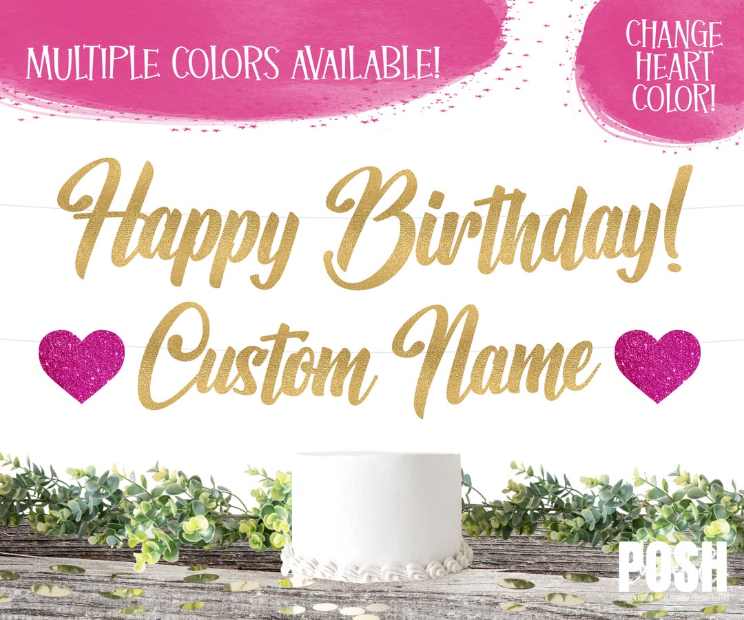 CUSTOMIZABLE HAPPY BIRTHDAY Happy Birthday Birthday Banner - Etsy