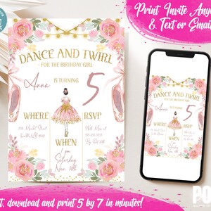FREE TRIAL EDITABLE Black Hair Ballerina Invite, Printable Invite ...
