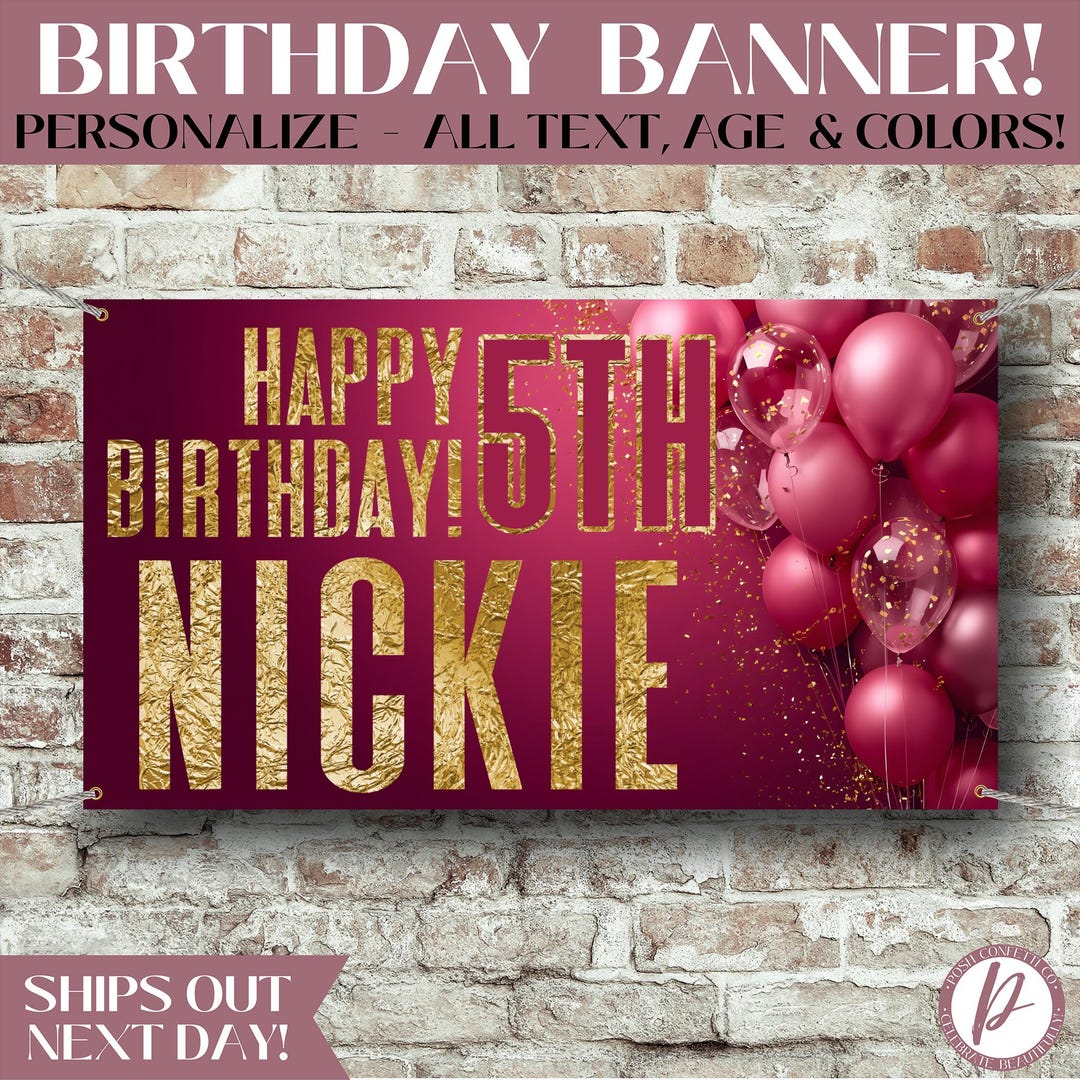 FUN 5TH BIRTHDAY BANNER | Fifth Birthday Party Decor | Personalized ...