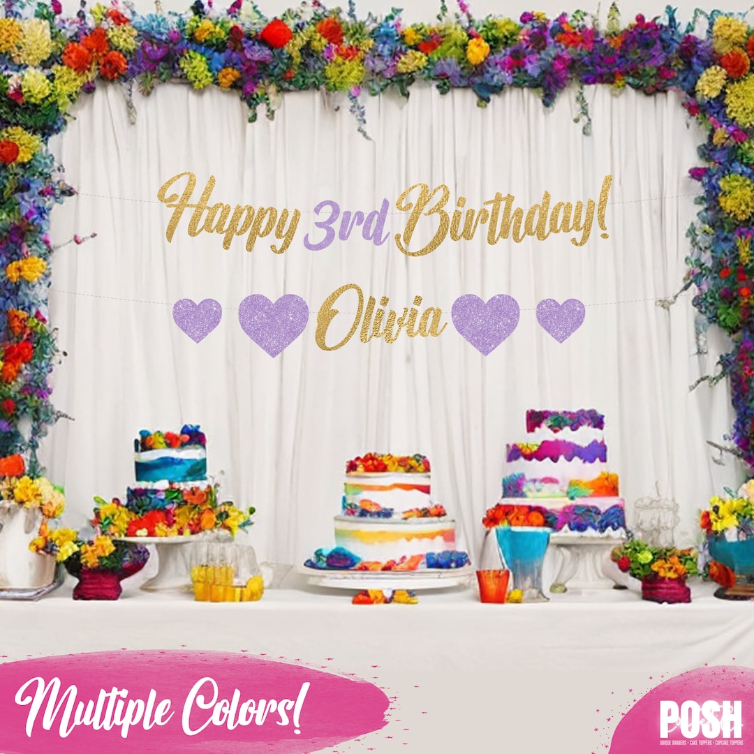 3rd BIRTHDAY Happy 3rd Birthday Banner, Third Birthday, Happy Third ...