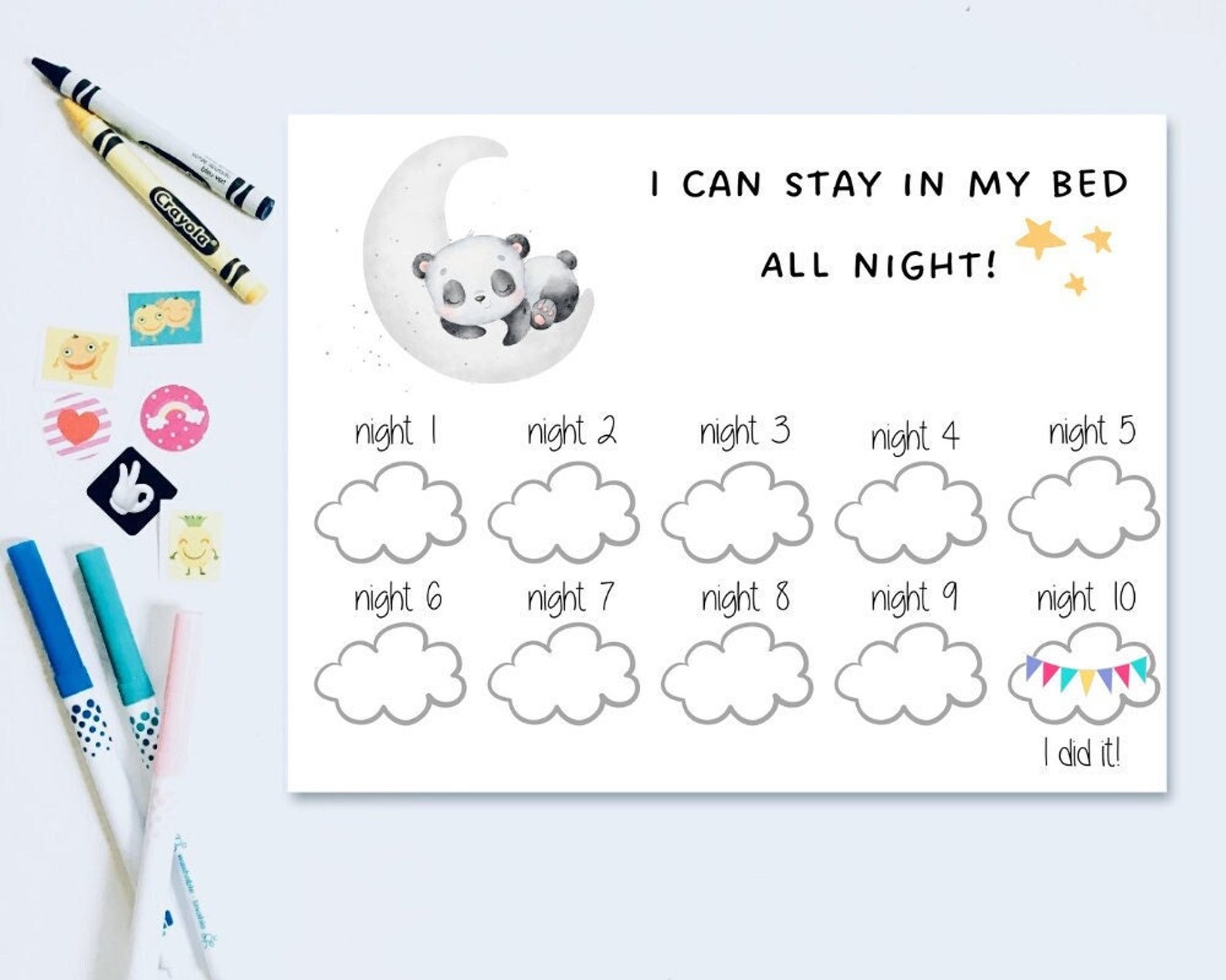 Kids Printable Stay in Bed Sticker Chart Reward Chart - Etsy Canada