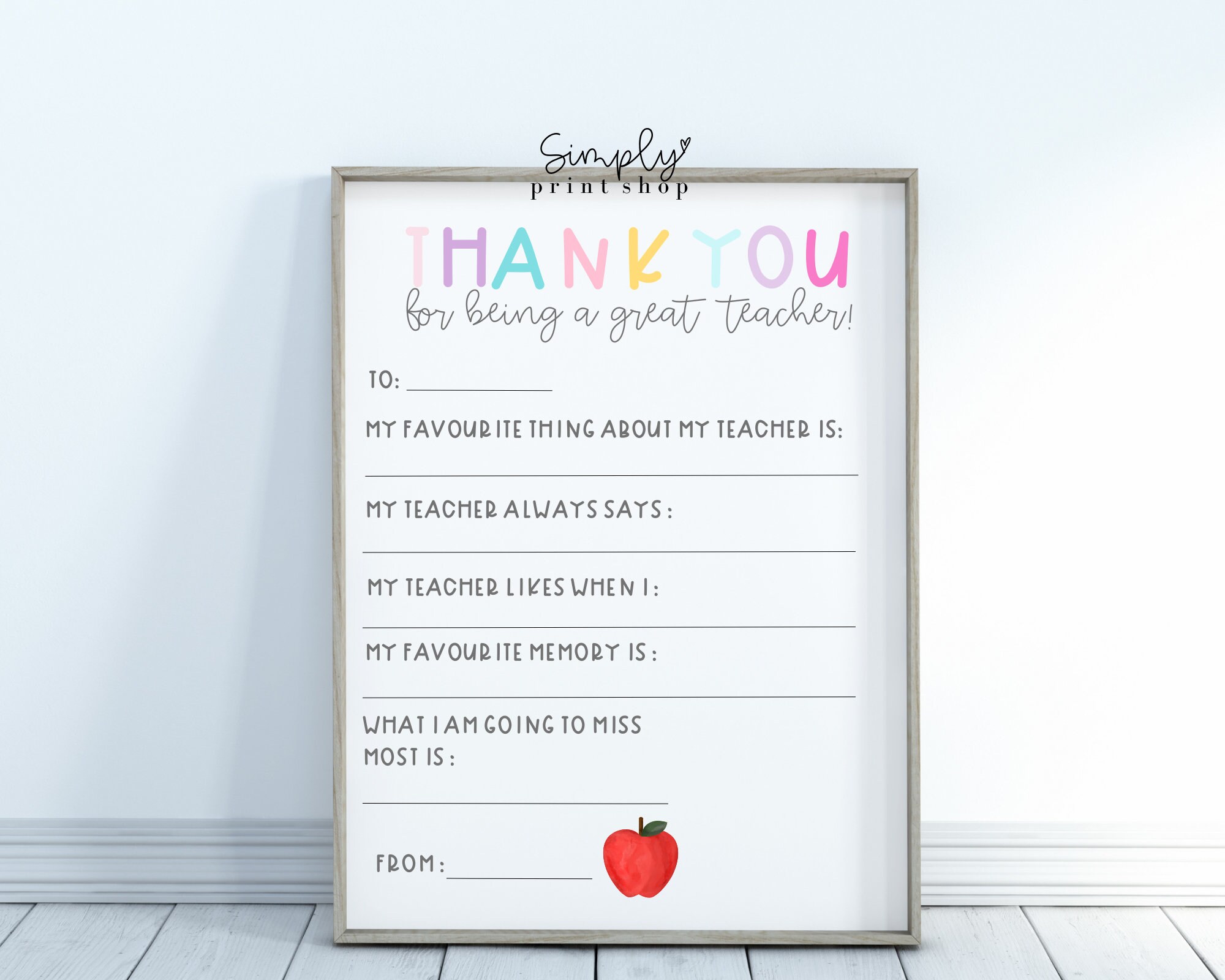 Teacher Thank You Gift, End of Year Teacher Gift, End of School, Gift ...