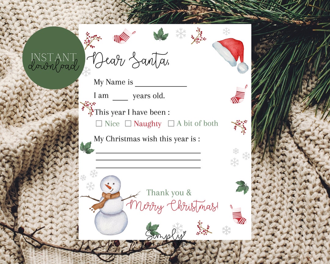 Letter to Santa Christmas Wish List From Kids Toddler - Etsy