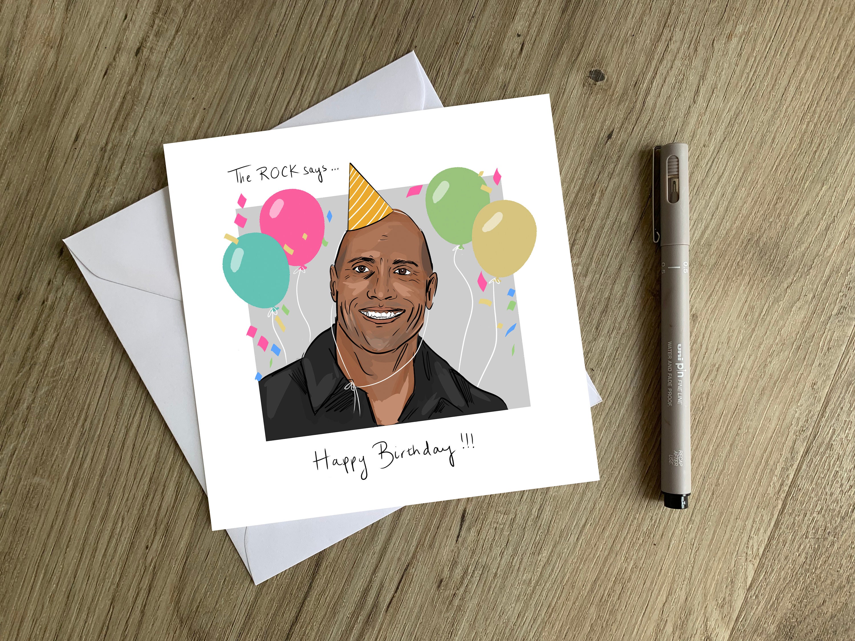 Dwayne Johnson Birthday Card - Hand Drawn Original the Rock Birthday ...