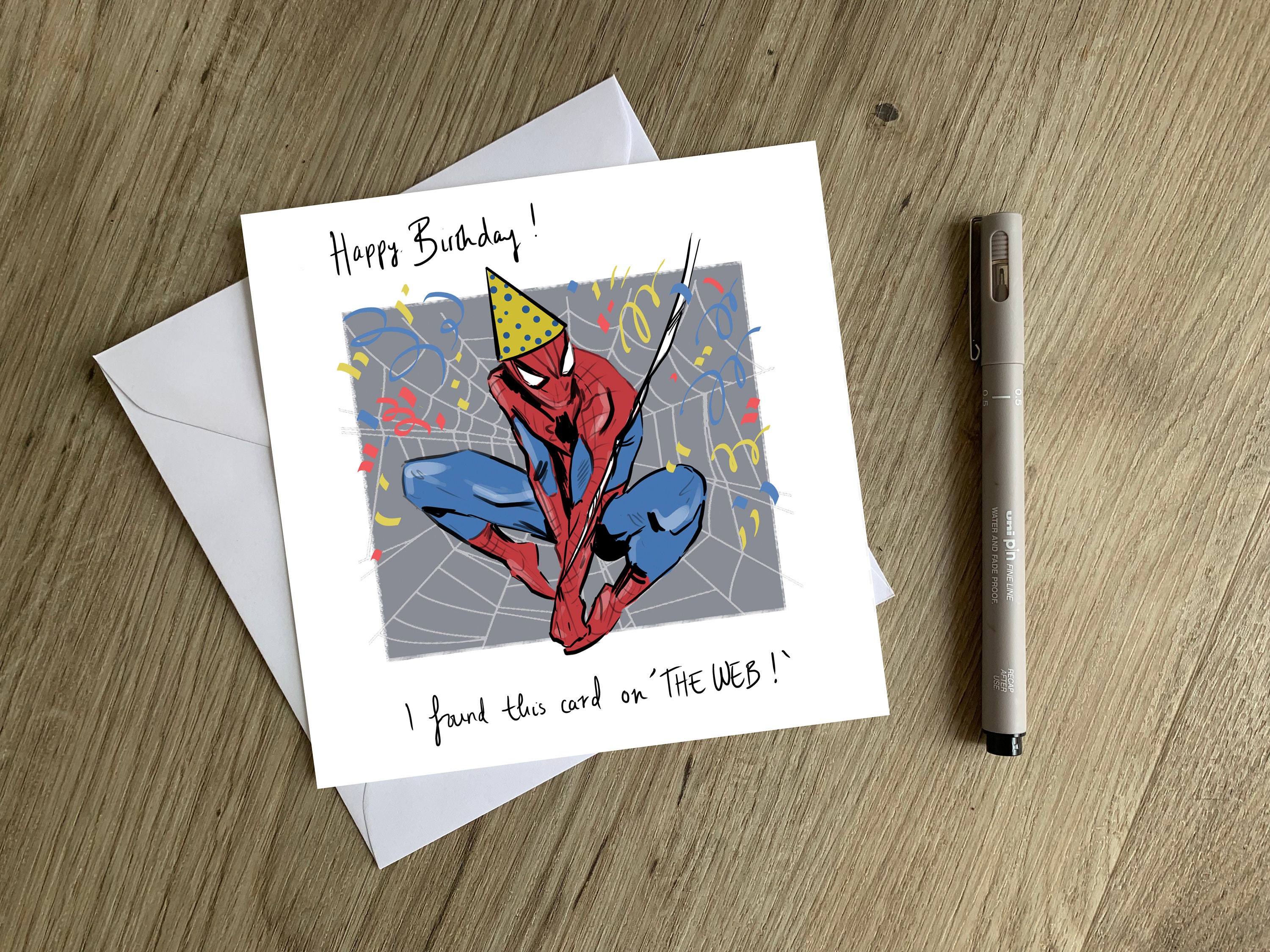 Spiderman Birthday Card Marvel Birthday Card Hand Drawn Original ...