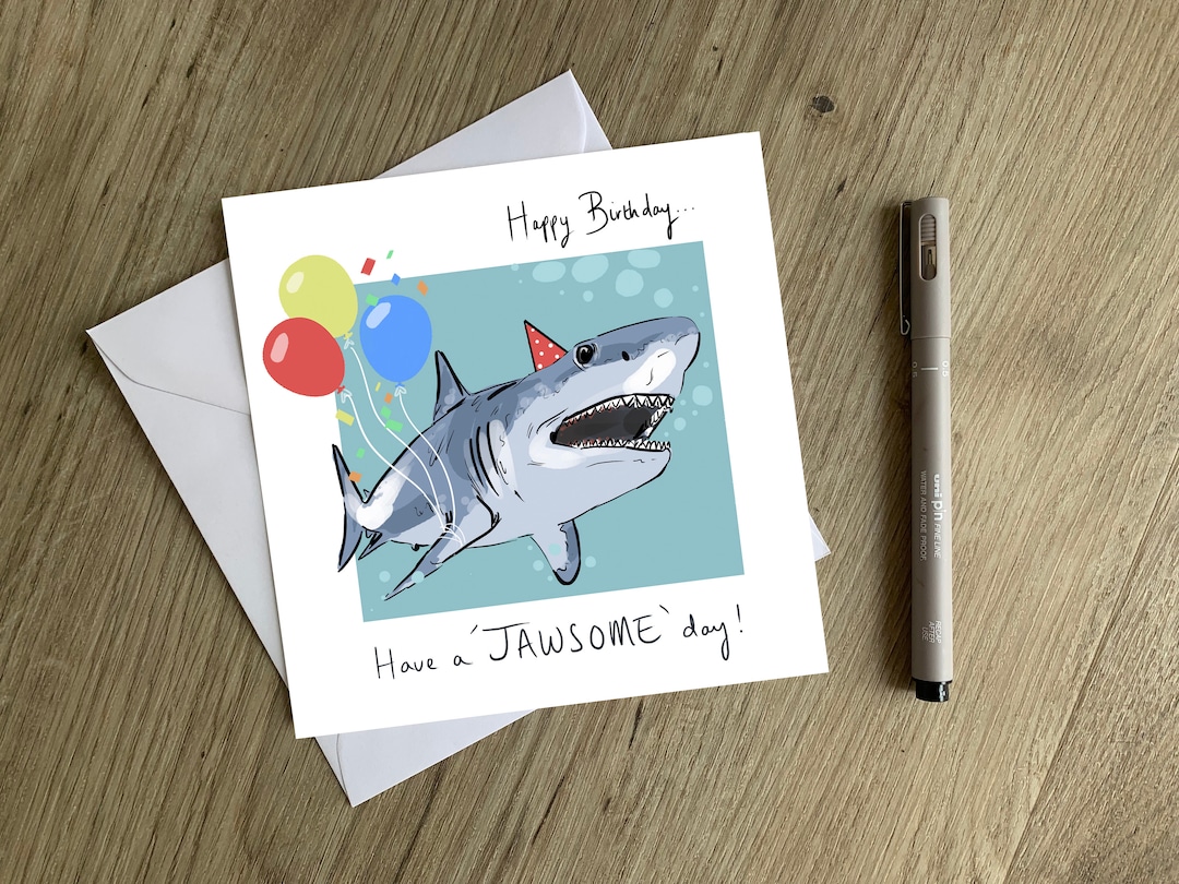 Shark Jawsome Birthday Card - Funny Jaws Birthday Card - Etsy