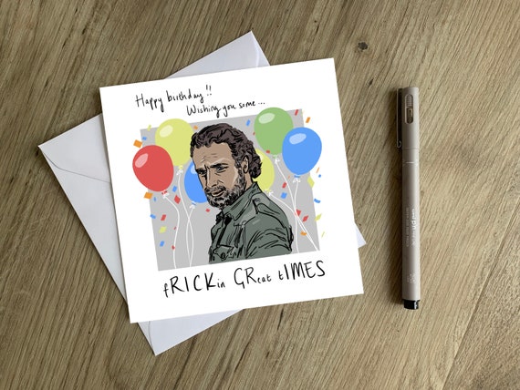Walking Dead Birthday Card Hand Drawn Original Rick Grimes | Etsy