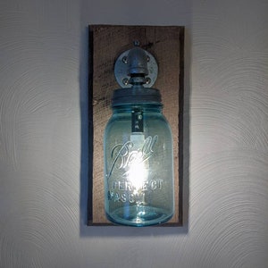 Mason Jar Sconce, Set of Two/ One Pair. Blue Ball Jar Light, Canning ...