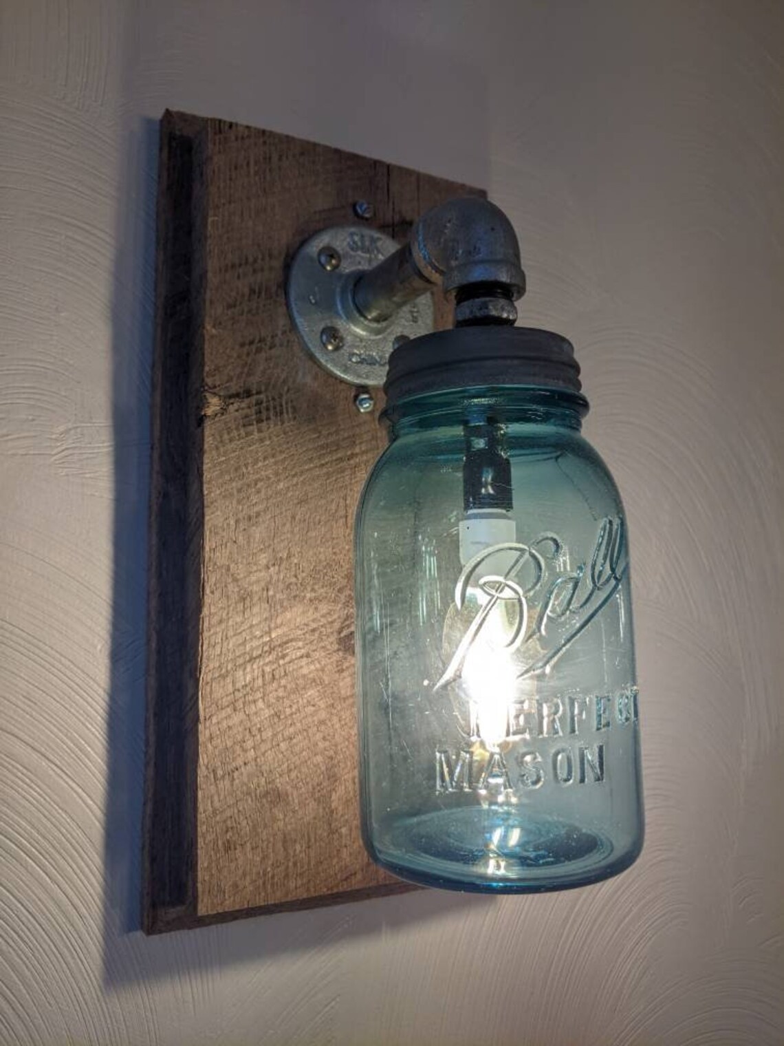 Mason Jar Sconce, Set of Two/ One Pair. Blue Ball Jar Light, Canning ...