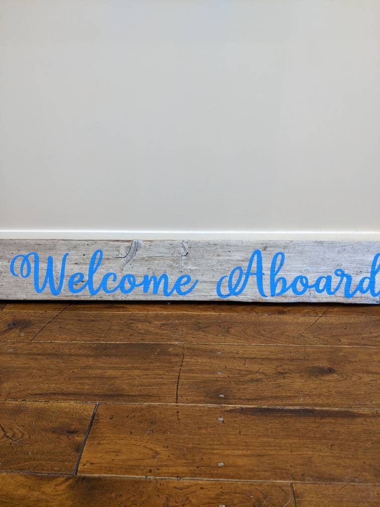 Driftwood Hand Painted "welcome Aboard", Driftwood Sign, Coastal Decor ...