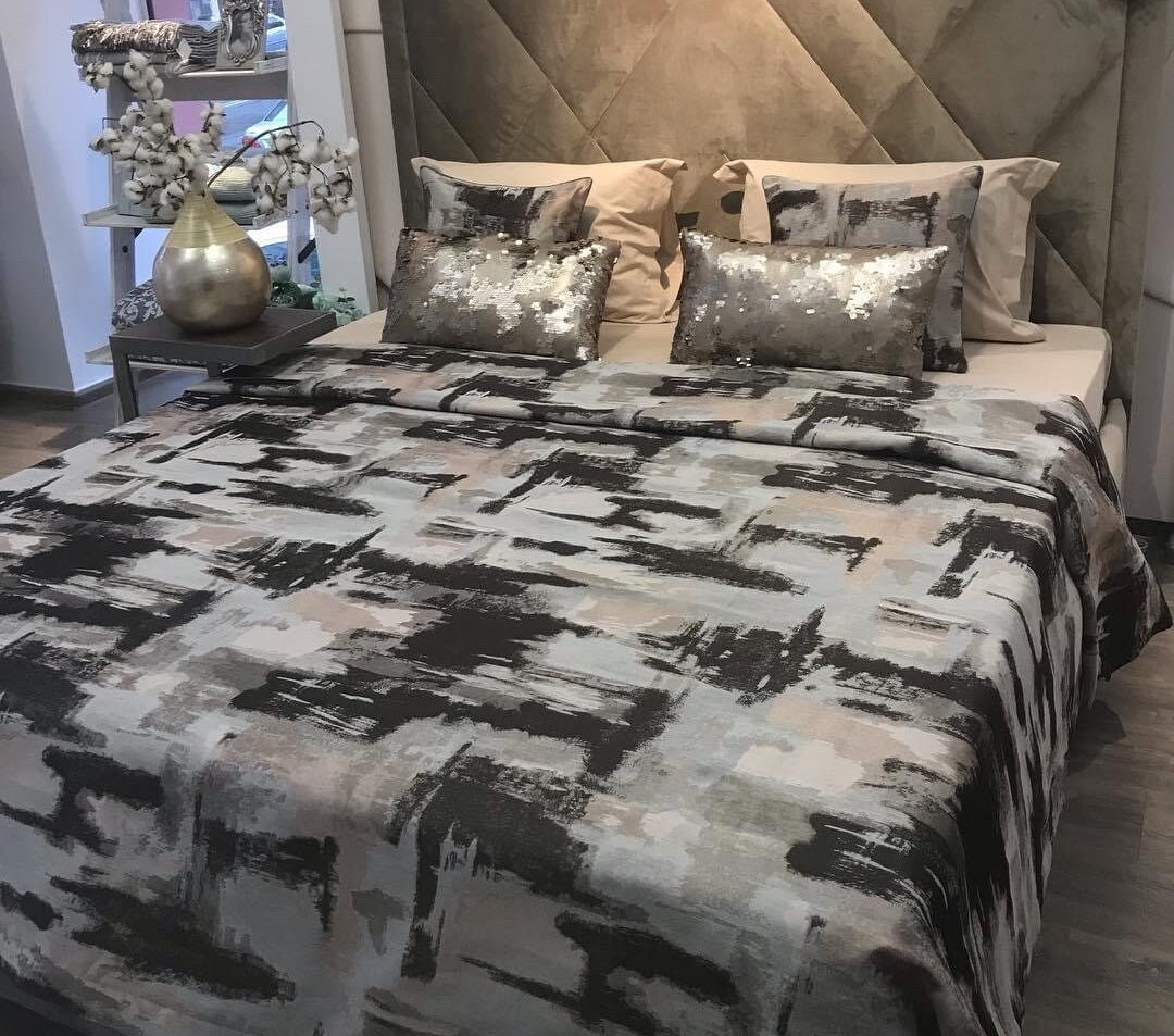 Abstract Vintage Bedspread 3pcs, Bedspread Quilt, Brown King and Queen ...