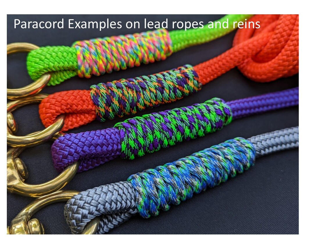LEAD ROPE With PARACORD Wrap 6ft -22ft Custom Double Braided Nylon ...