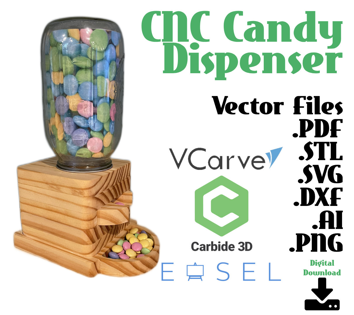 Candy Dispenser Digital Blueprints | Vector Files for CNC & Engraving ...