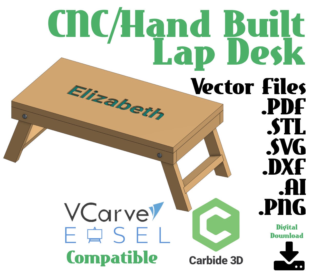 CNC Lap Desk Table Files Vector Files for CNC & Engraving User-friendly ...
