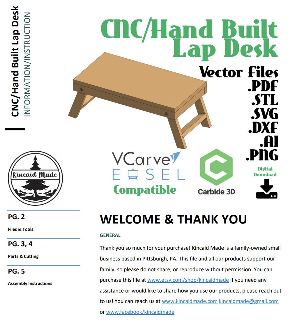 CNC Lap Desk Table Files Vector Files for CNC & Engraving User-friendly ...