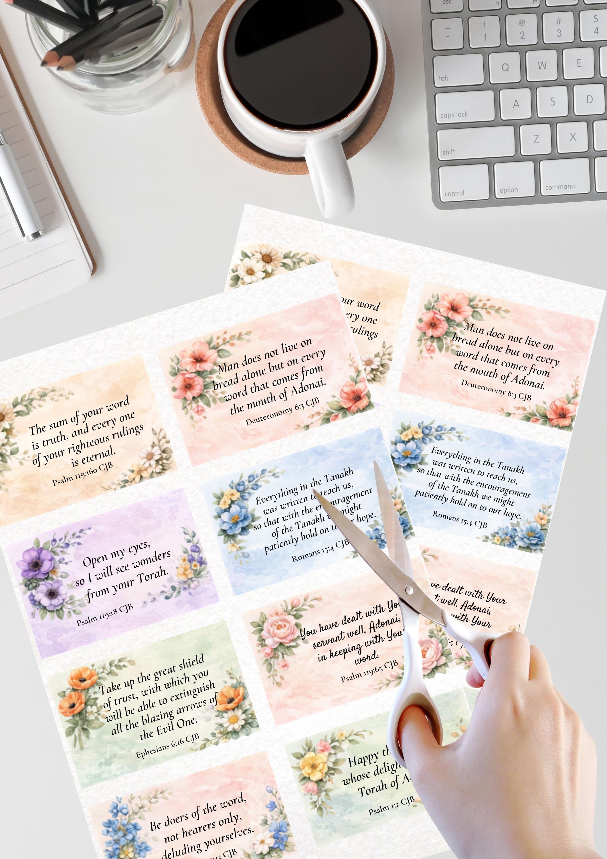 Printable Bible Verse Tags Trackers, Floral Scripture Art (digital ...