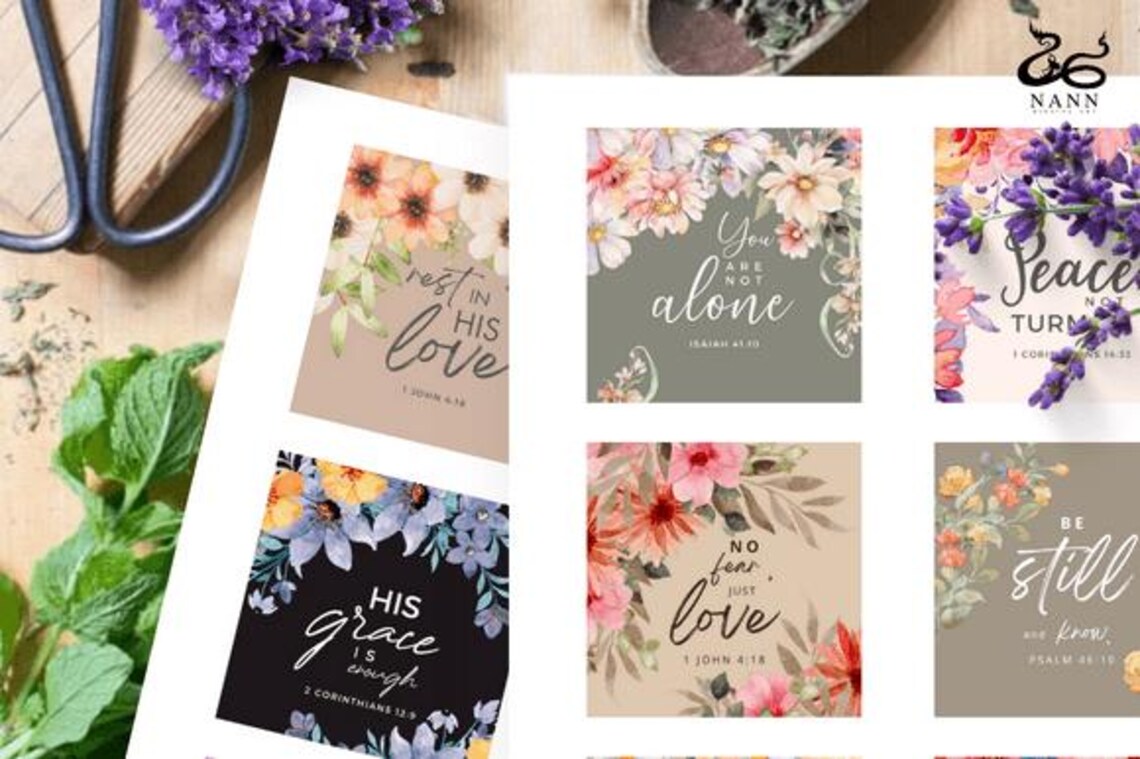 Tarjetas imprimibles con versículos bíblicos: Arte floral de las ...