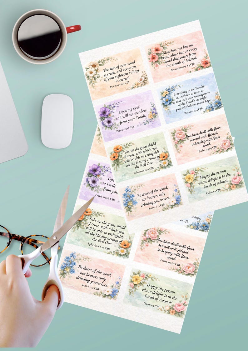 Printable Bible Verse Tags Trackers, Floral Scripture Art (digital ...