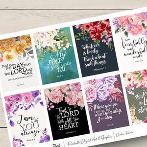 Printable Bible Verse Tags, Floral Scripture Art (digital Download, PDF ...