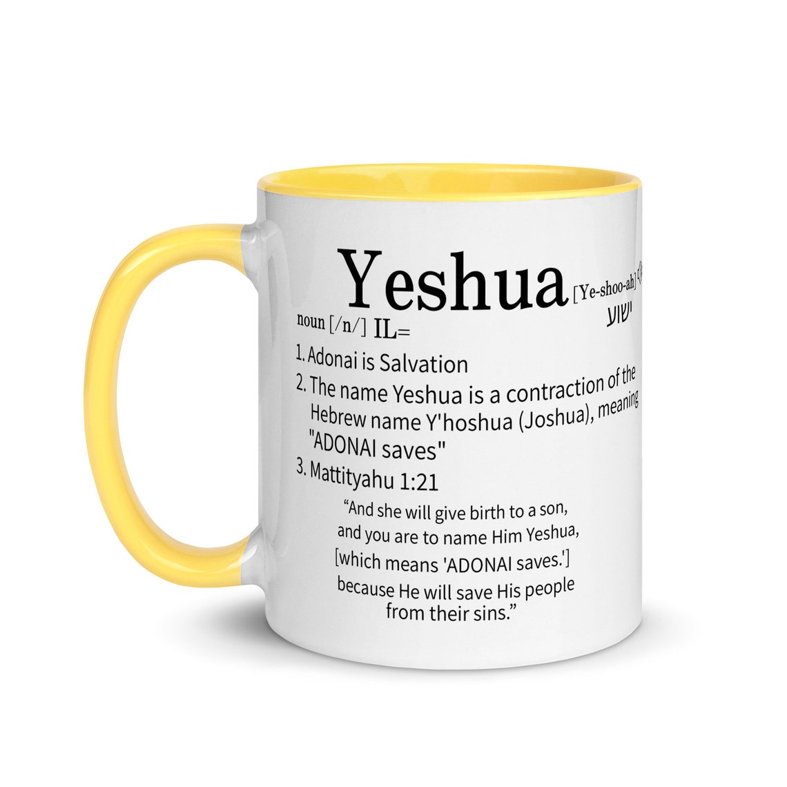 Yeshua Dictionary Definition Mug: Hebrew Name Meaning, Christian Gift ...