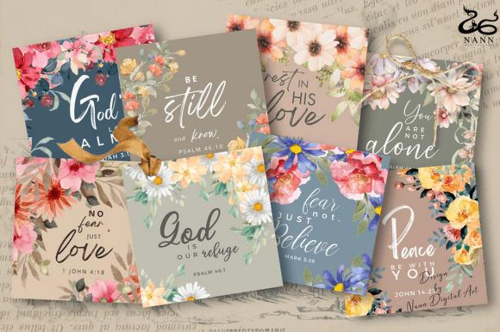 Printable Bible Verse Cards: Floral Scripture Art (digital Download) - Etsy