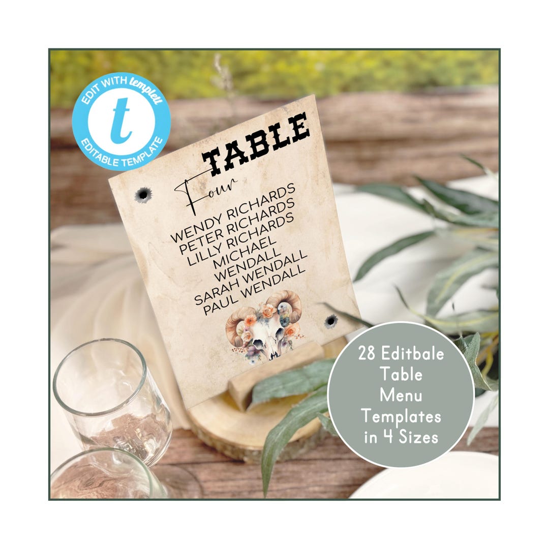 Rustic Barn Wedding Themed Table Number, Texas Rodeo Wedding Templates ...