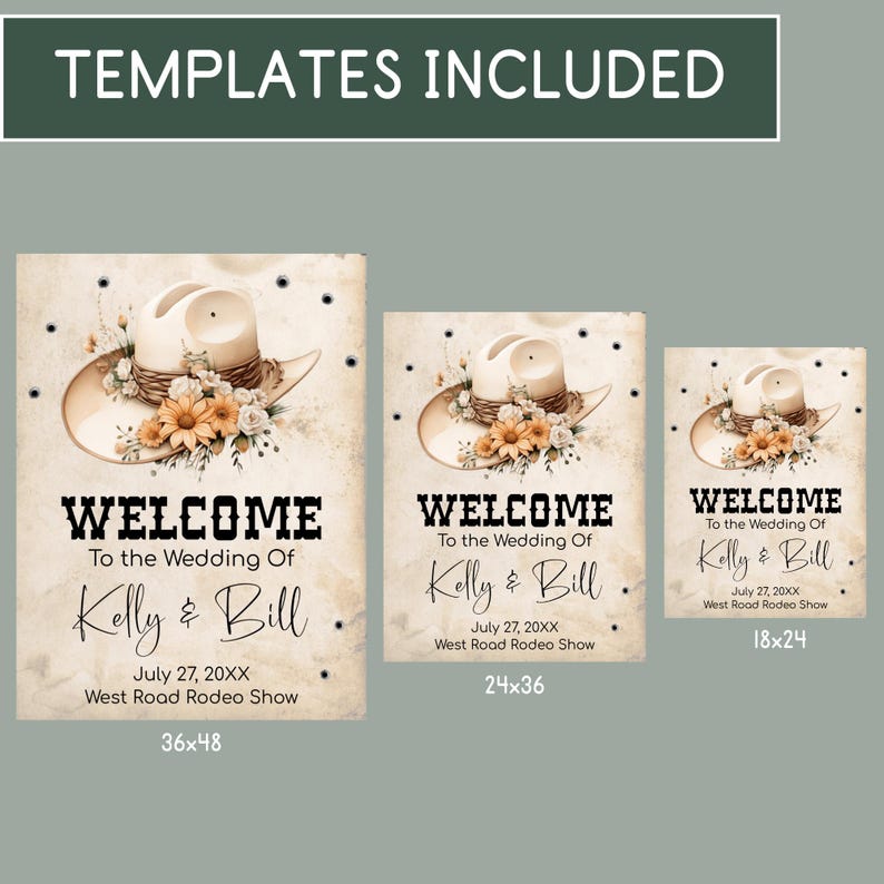 Rustic Texas Themed Rodeo Barn Wedding Themed Welcome Sign, Editable ...