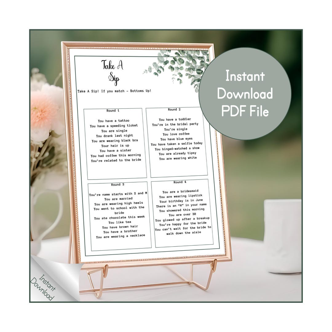 Classic Take A Sip Game, Have You Ever Guessing Icebreaker Bachelor ...