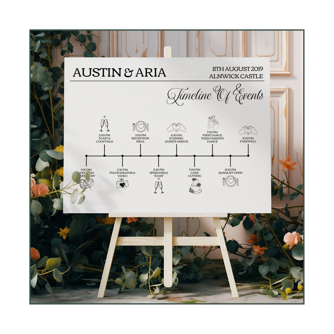 Classic Themed Timeline of Events Wedding Sign, Simplistic Minimal ...