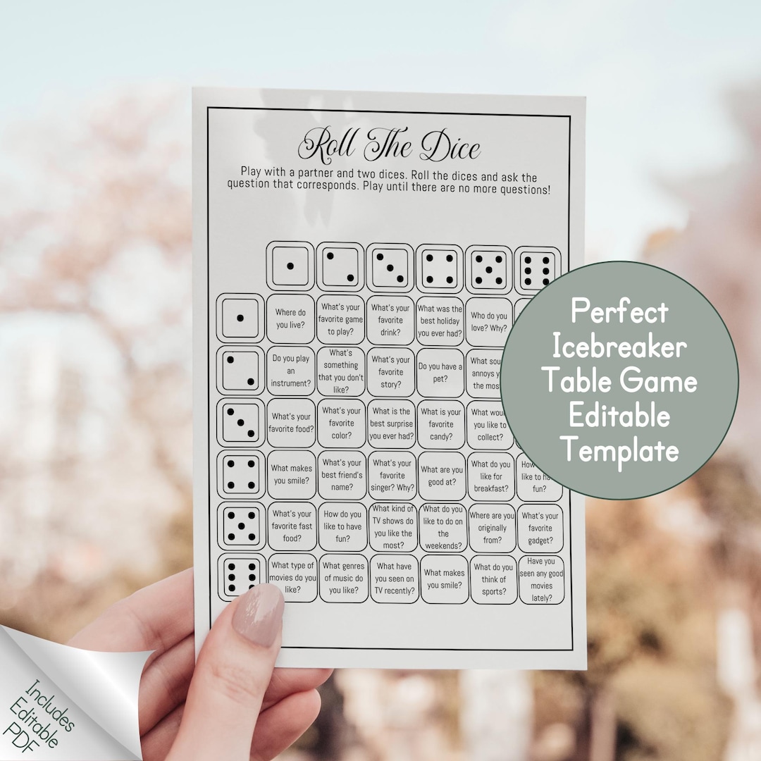 Roll the Dice Game Template, Editable Elegant Black and White Printable ...