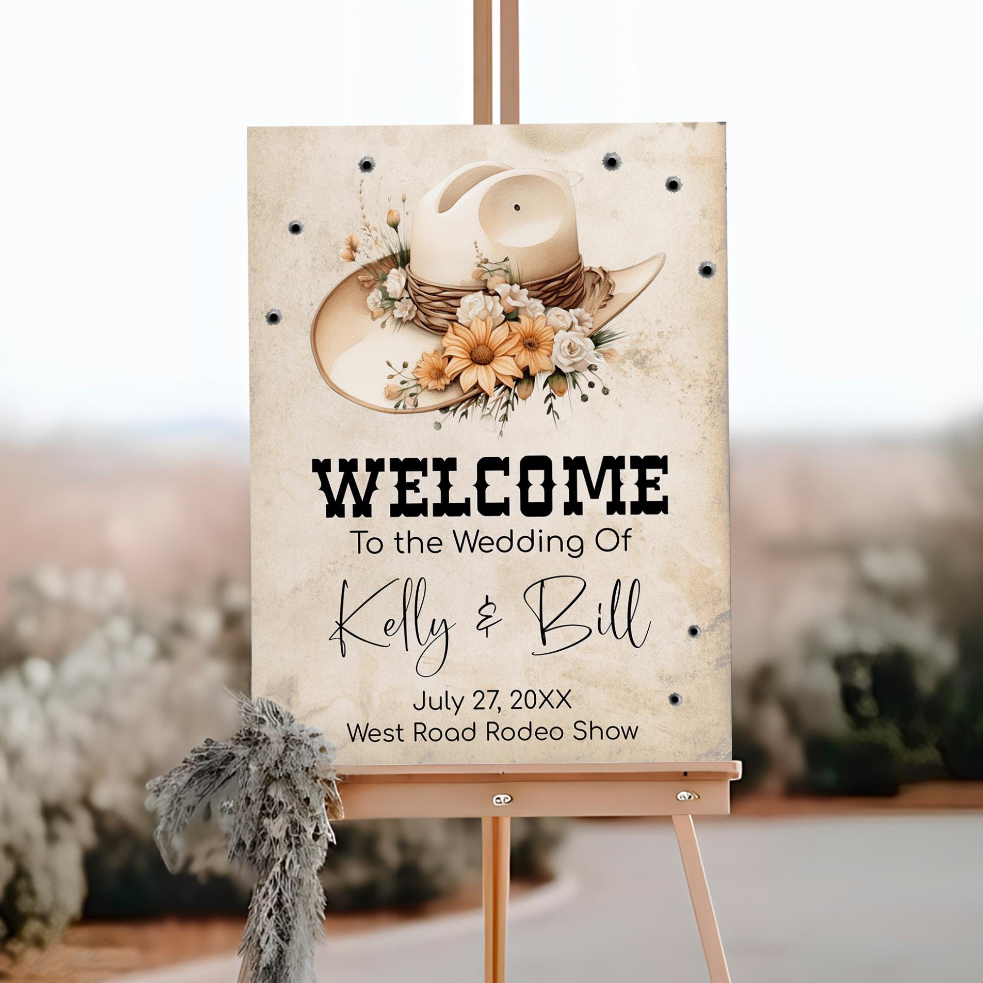 Rustic Texas Themed Rodeo Barn Wedding Themed Welcome Sign, Editable ...