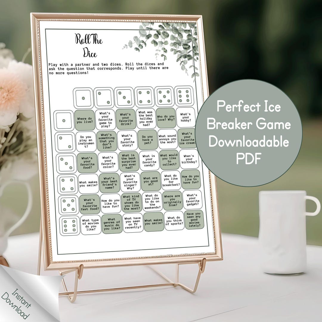 Roll the Dice Table Icebreaker Question Game, Wedding Bridal Shower ...