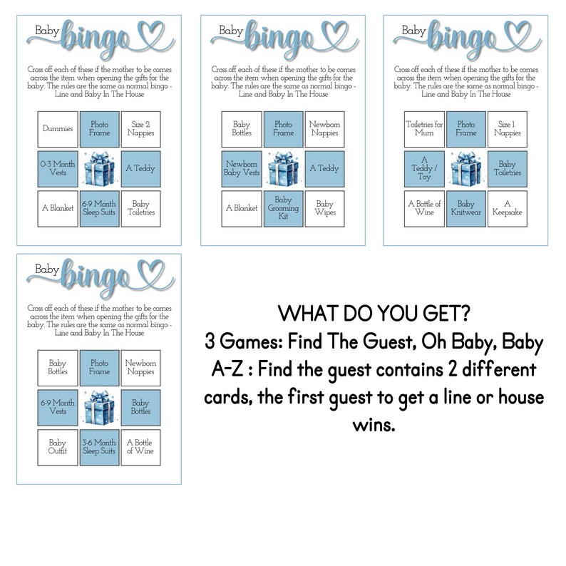 Its A Boy Baby Bingo Game Card Activities, Baby Shower Printable ...
