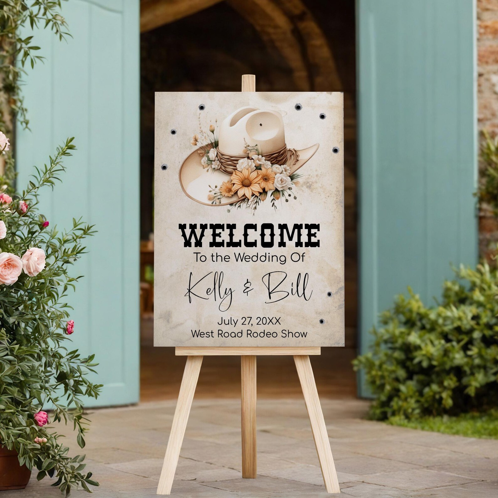 Rustic Texas Themed Rodeo Barn Wedding Themed Welcome Sign, Editable ...