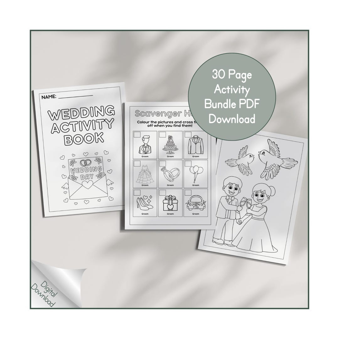 30 Page Activity Bundle for Kids, Wedding Bridal Shower Event Activity ...