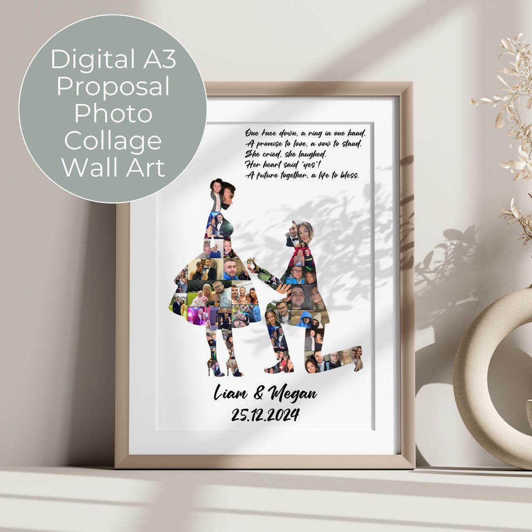 Digital A3 Proposal Photo Collage Wall Art, Personalized Engagement ...