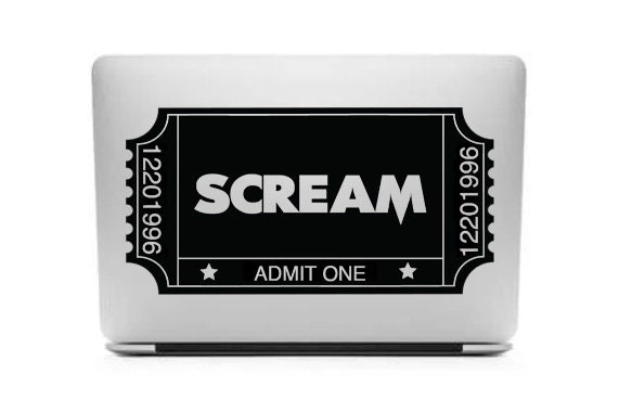 Scream Movie Ticket Vinyl Decal, Horror Movies, Slashers, Scary Movie ...