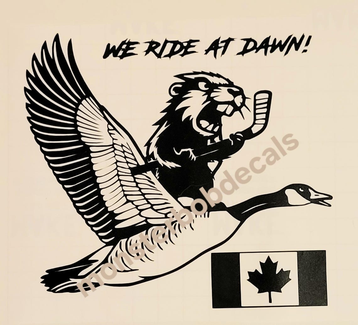 Angry Beaver Riding Canada Goose Vinyl Decal - Etsy