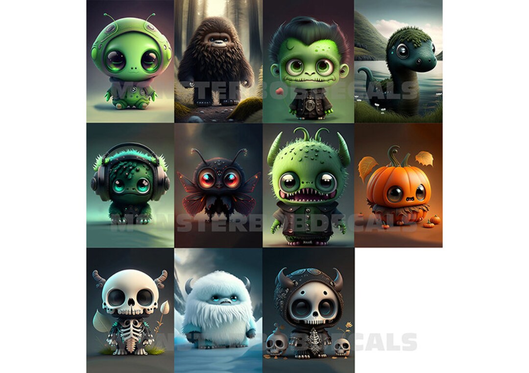 Cryptid Monster Art Prints, Loch Ness Monster, Big Foot, Yeti, Mothman ...