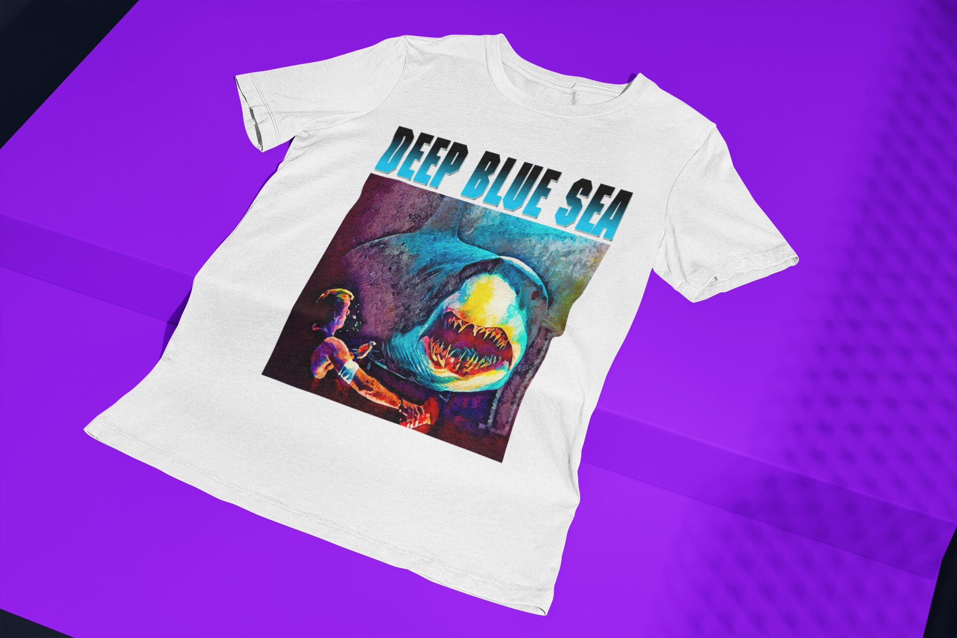 Deep Blue Sea T-Shirt, Deep Blue Sea Movie Poster Shirt, 90s Movie ...